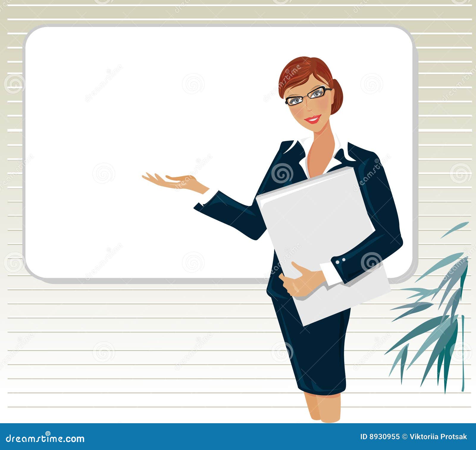 Beautiful Young Lady Giving Presentation Stock Illustration ...