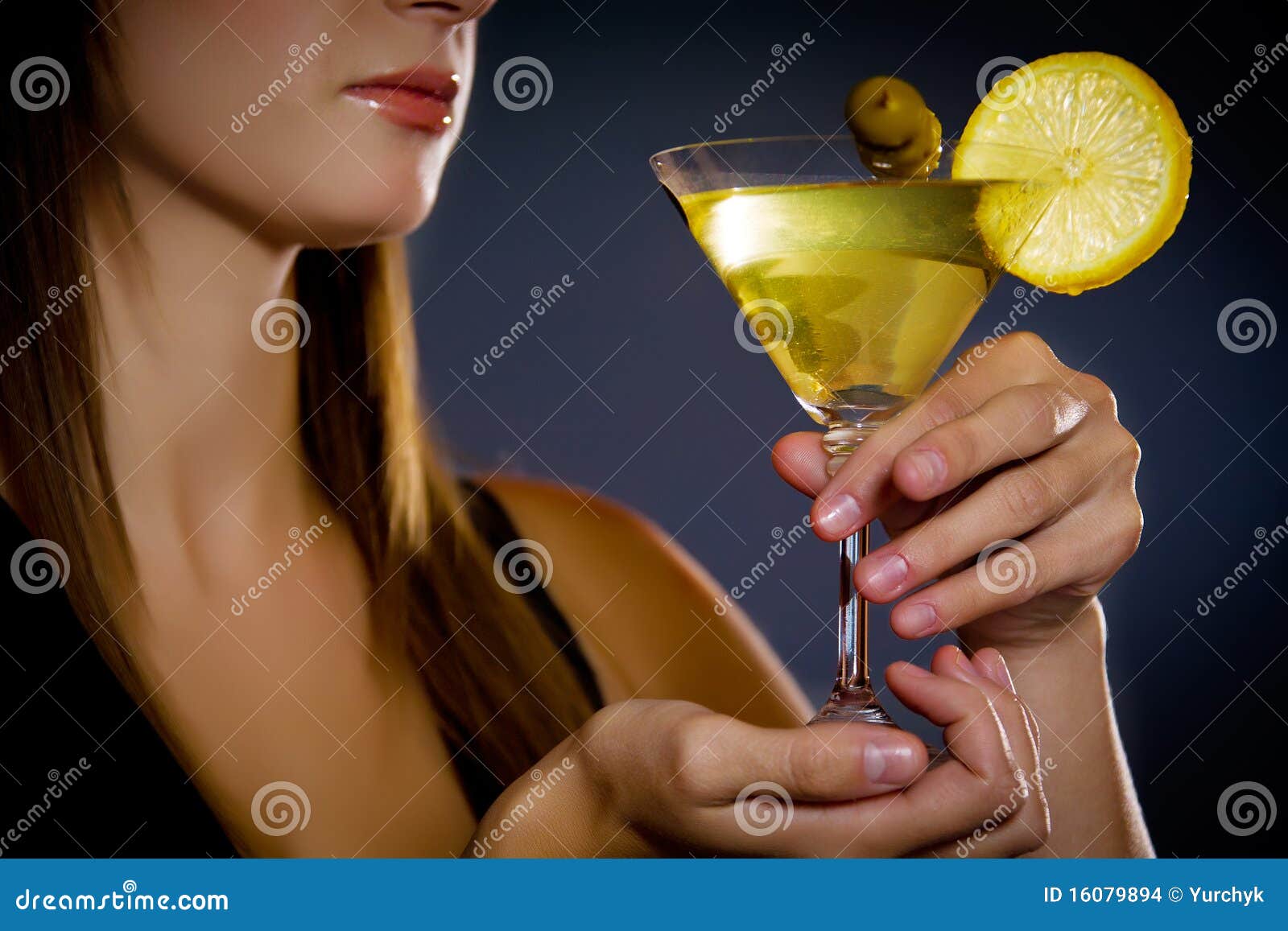 Beautiful Young Lady Holding Martini Stock Photo - Image of cute ...