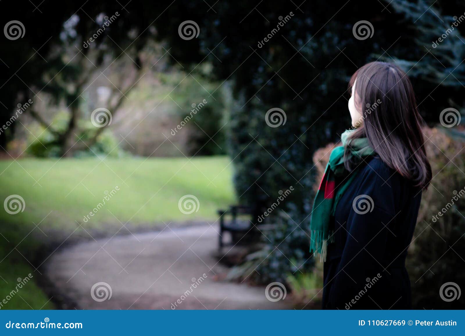 A Beautiful Young Lady Looking Down the Path Stock Image - Image of ...