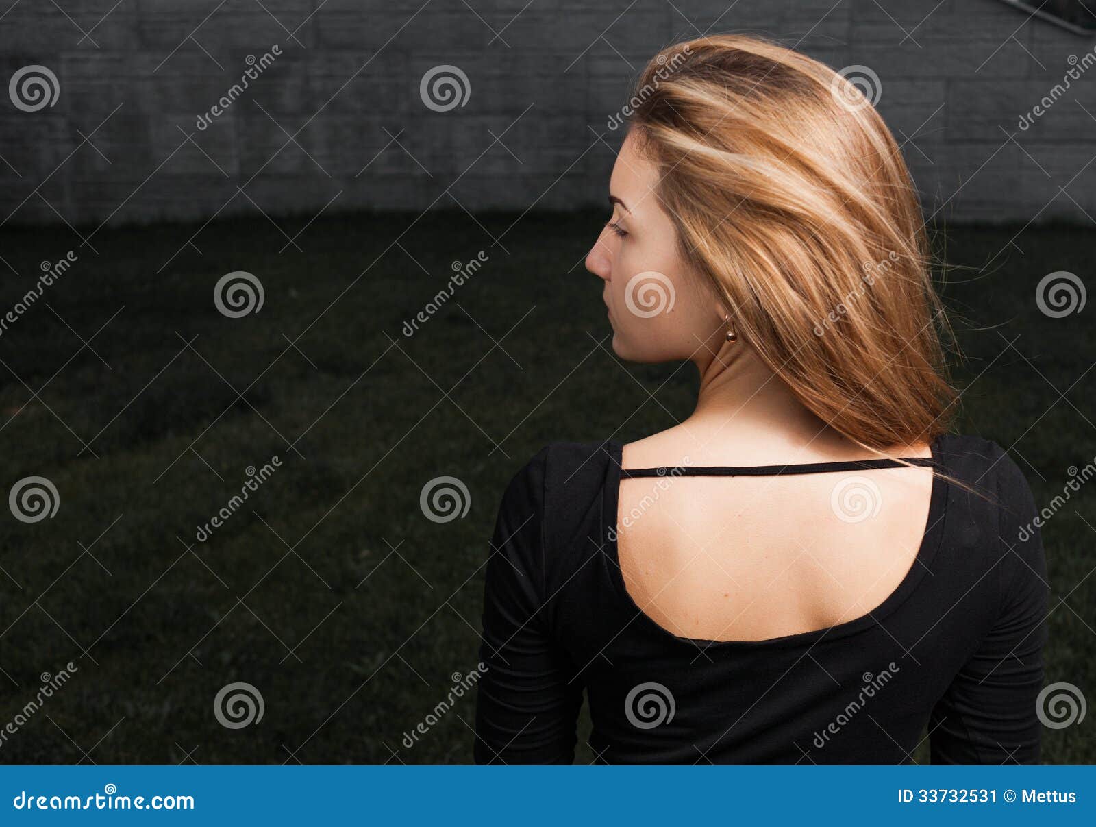 Beautiful Young Lady at Night Back View Stock Image - Image of famous ...
