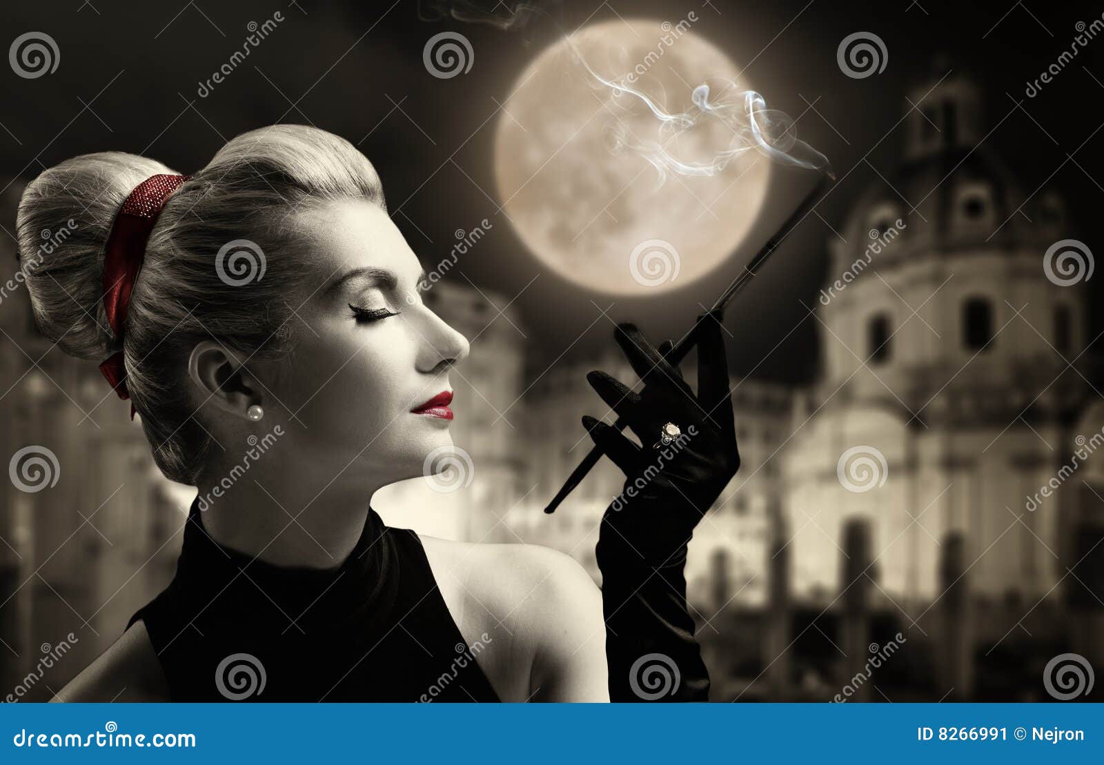 Beautiful Young Lady Smoking Stock Image - Image of moonlight, dreaming ...