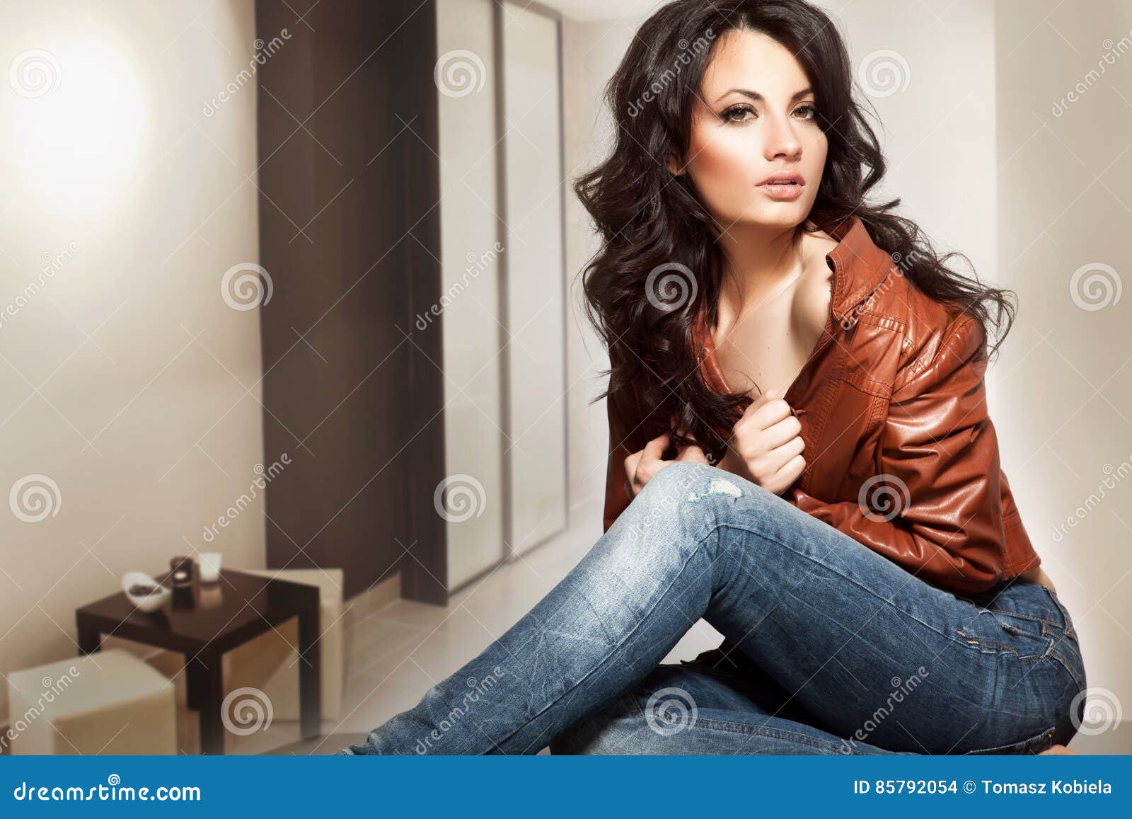 Beautiful Young Lady Standing in a Stylish Interior Stock Photo - Image ...