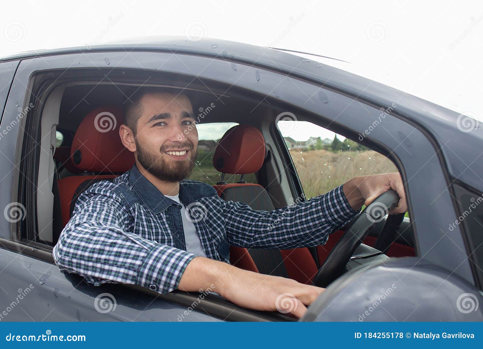 Beautiful Young Man in the Car Stock Photo - Image of people, inside ...