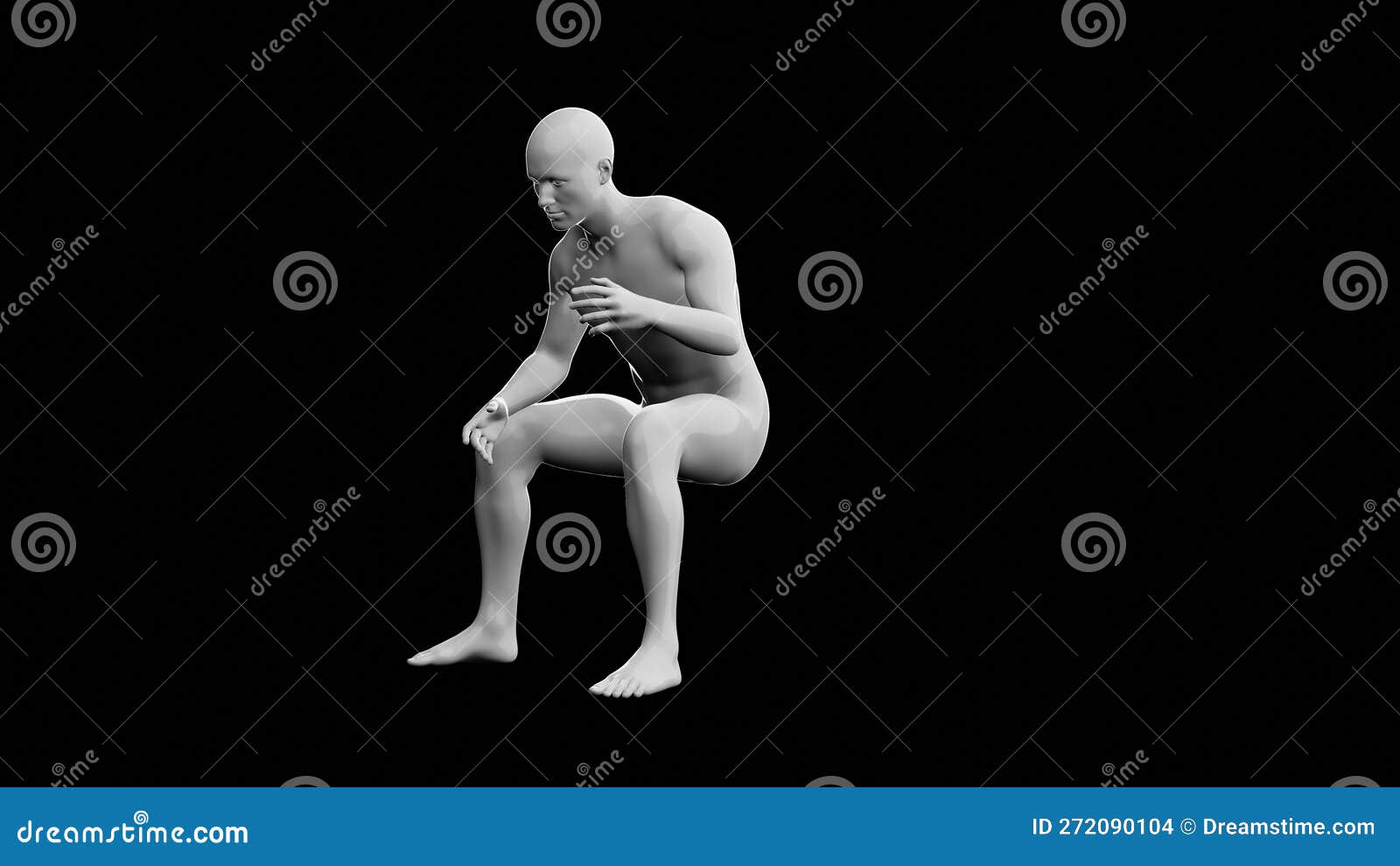 Beautiful Young Man Posing, Isolated on Black. 3d Illustration ...