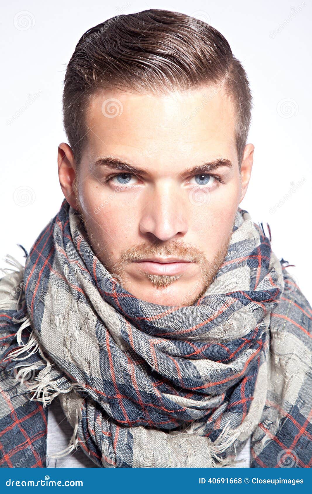 Beautiful Young Man with Scarf Stock Photo - Image of seductive, copy ...
