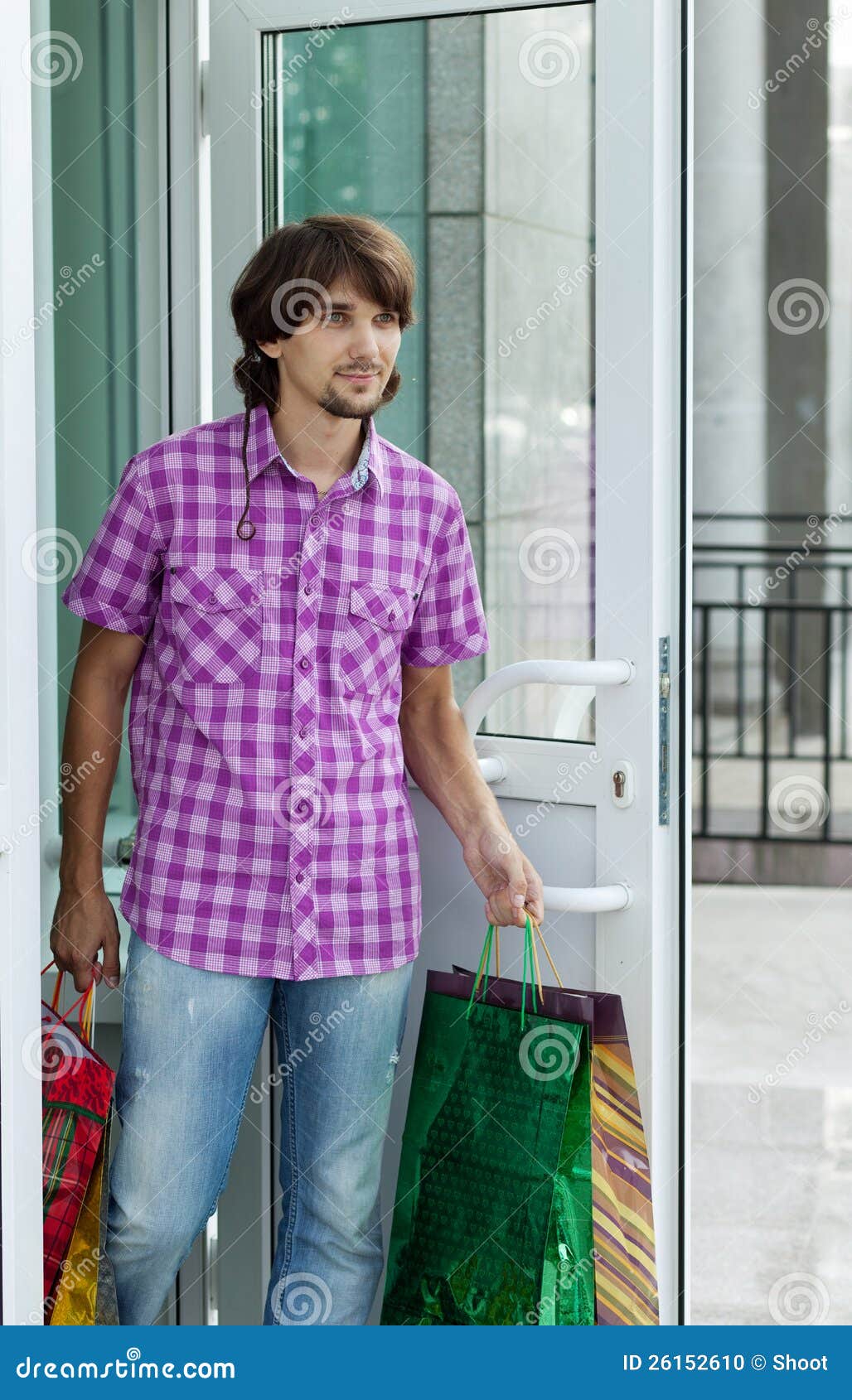 Beautiful Young Man after Shopping Stock Photo - Image of leisure ...