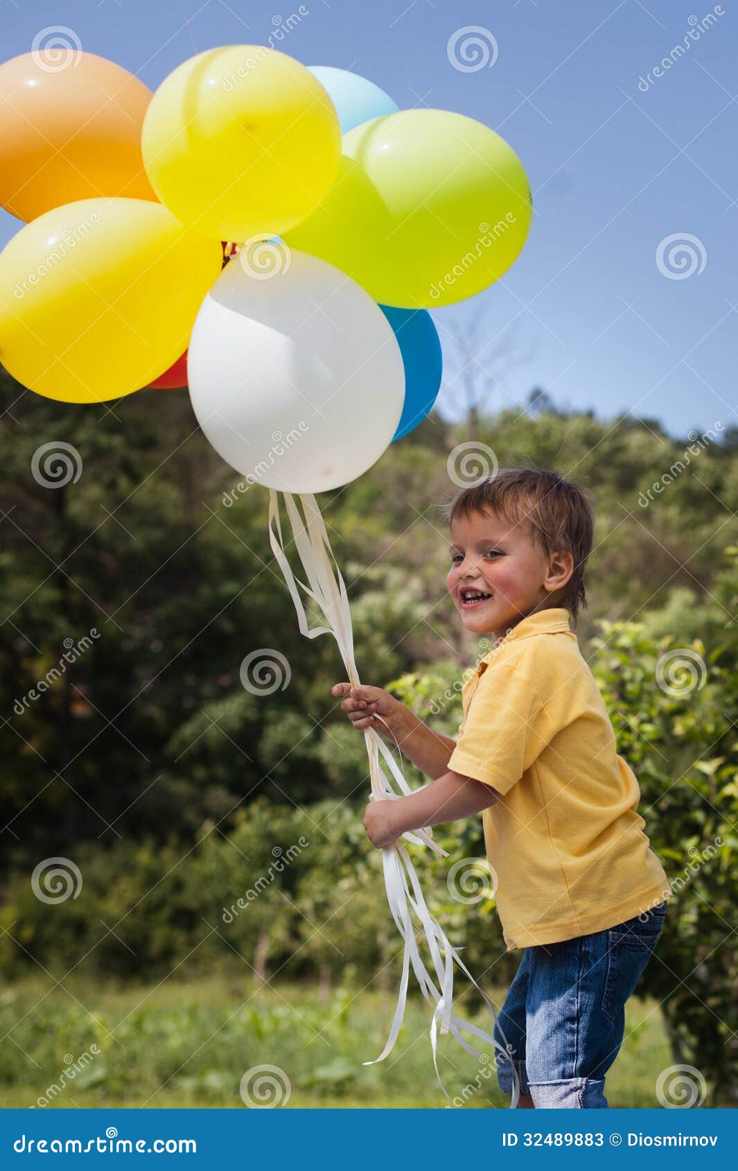 Beautiful Young Man in a Spring Field with Lots of Stock Image - Image ...