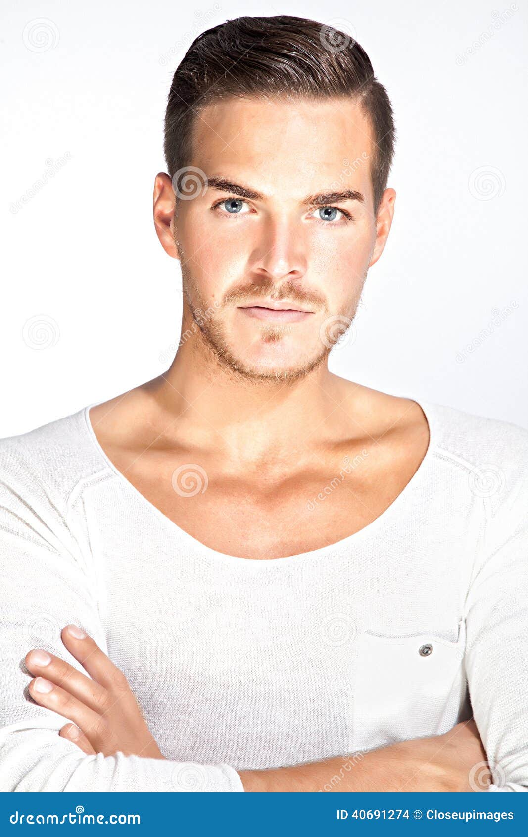 Beautiful Young Man with White Background Stock Photo - Image of ...