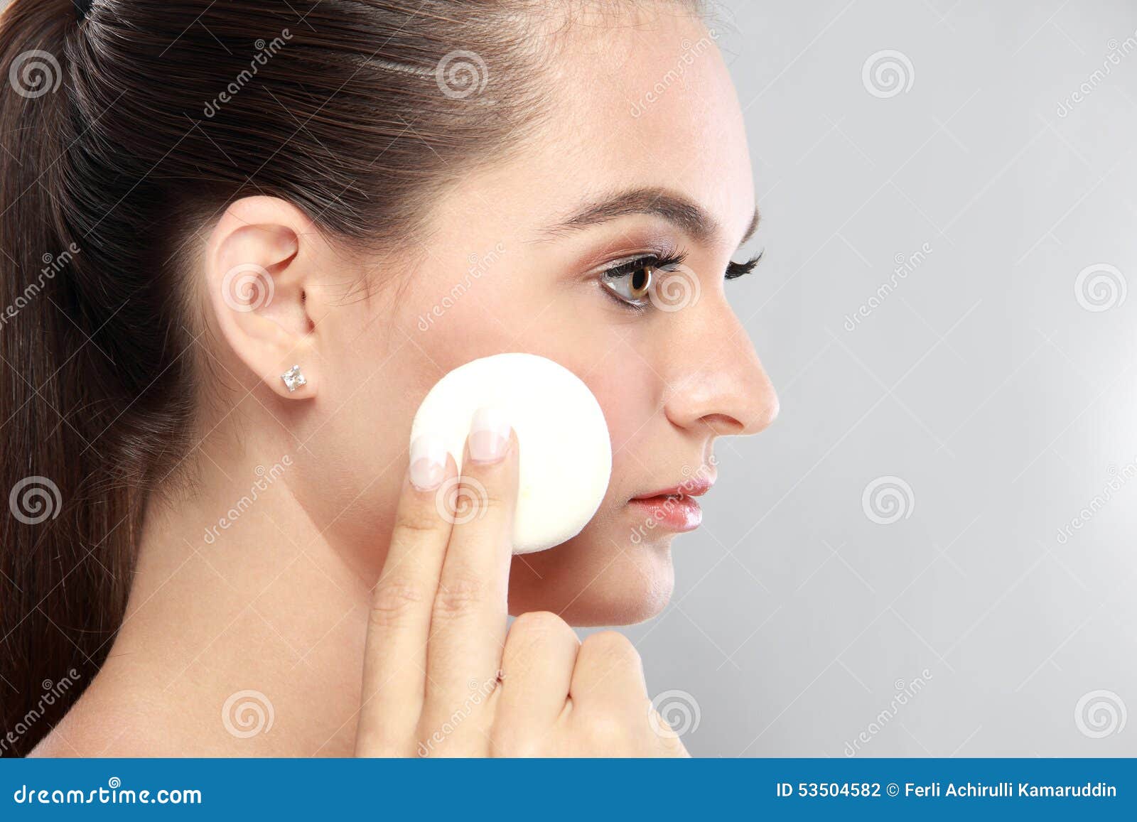 Beautiful Young Model Holding a Powder Puff Stock Photo - Image of puff ...