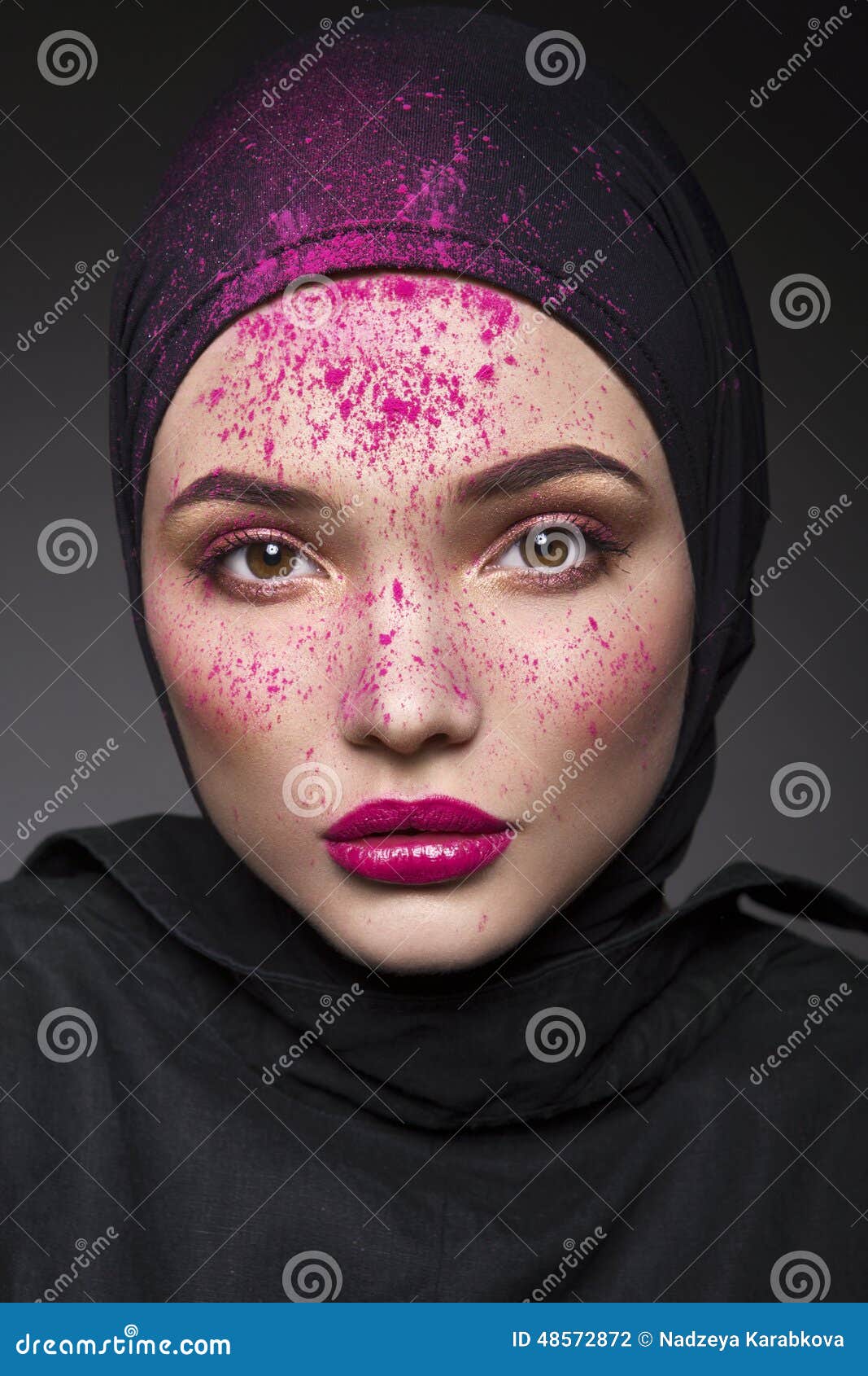Beautiful Young Model with Pink Make Up Stock Photo - Image of bright ...