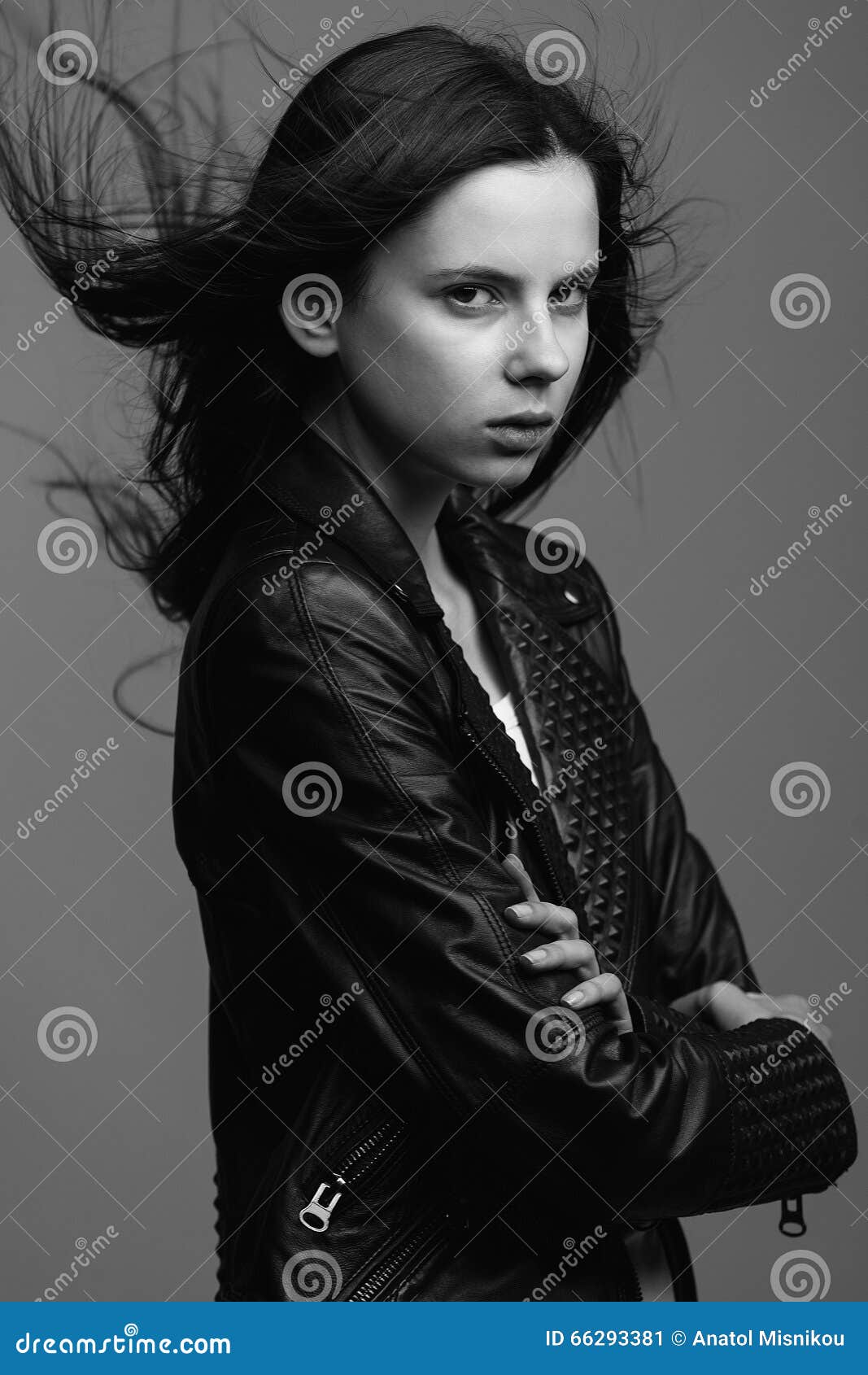 Beautiful Young Model Posing in the Studio with Different Emotions ...