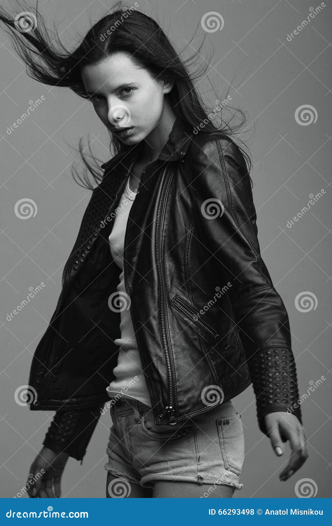 Beautiful Young Model Posing in the Studio with Different Emotions ...