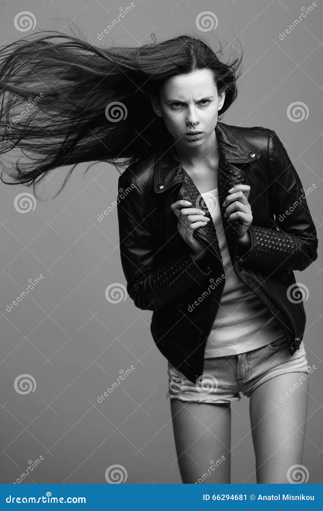 Beautiful Young Model Posing in the Studio with Different Emotions ...