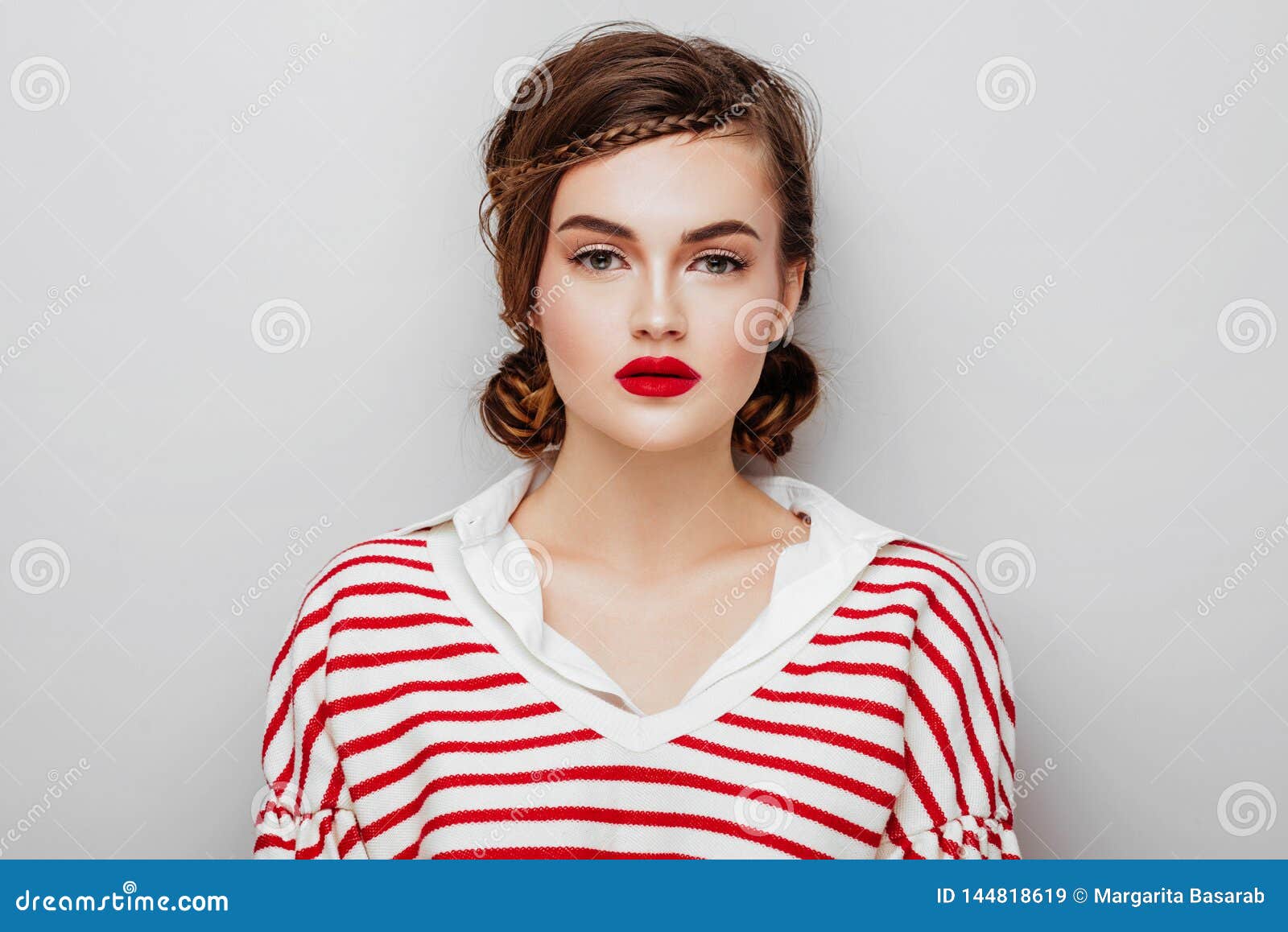 Beautiful Young Model with Red Lips Stock Image - Image of cute ...