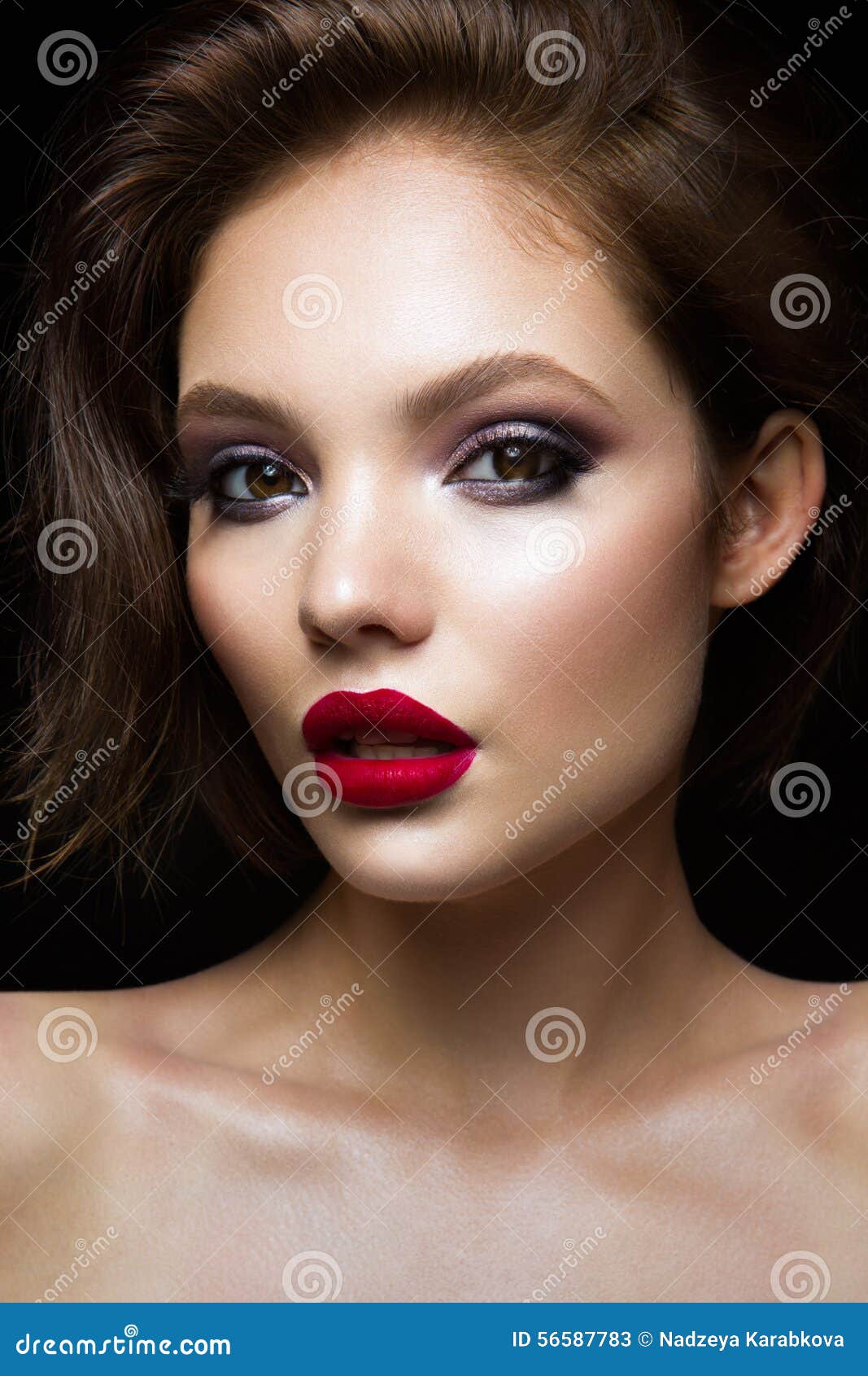 Beautiful Young Model with Red Lips Stock Image - Image of female ...