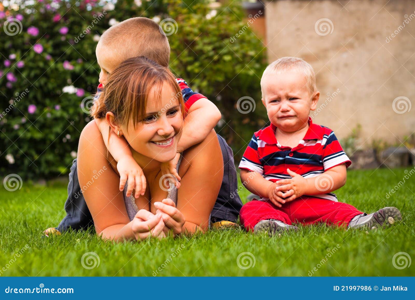 Beautiful Young Mother with Two Kids Stock Photo - Image of happy ...