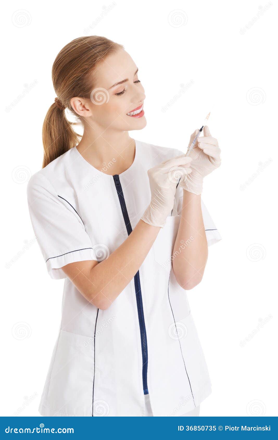 Beautiful Young Nurse with Needle. Stock Image - Image of insulin ...