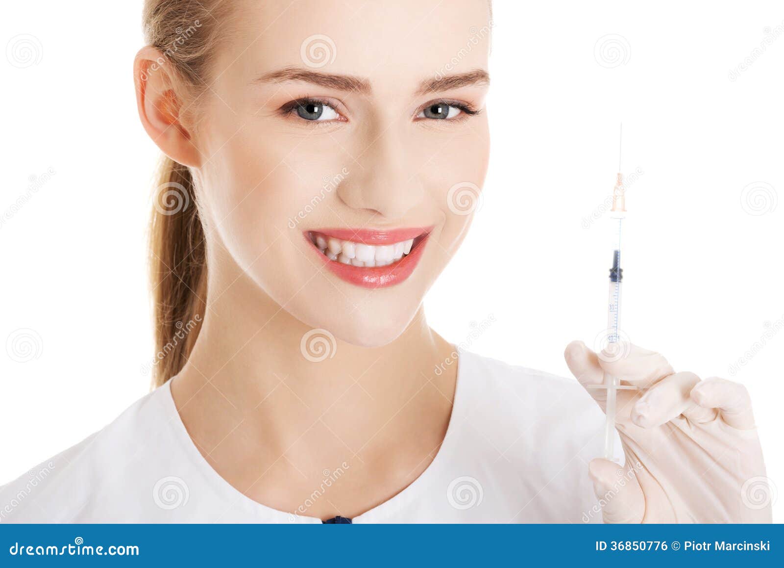 Beautiful Young Nurse with Needle. Stock Photo - Image of dose ...