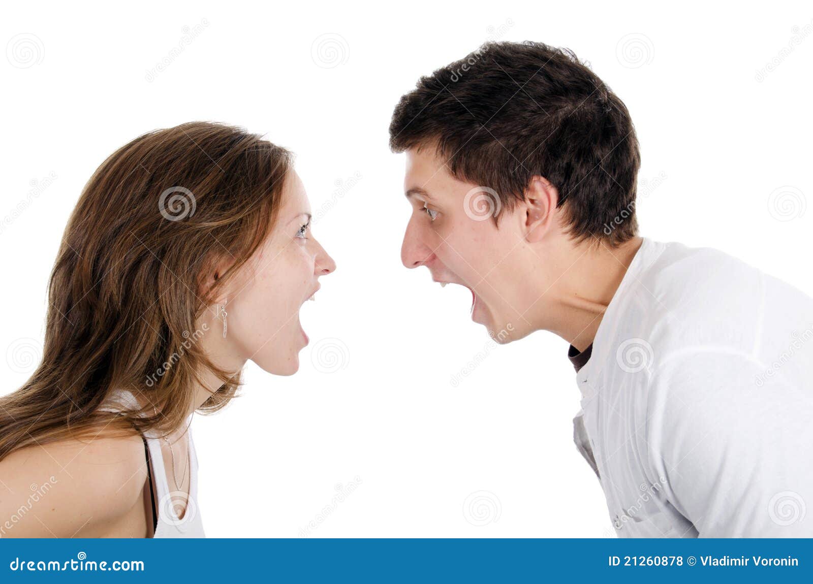 Beautiful young pair swear stock photo. Image of arguing - 21260878