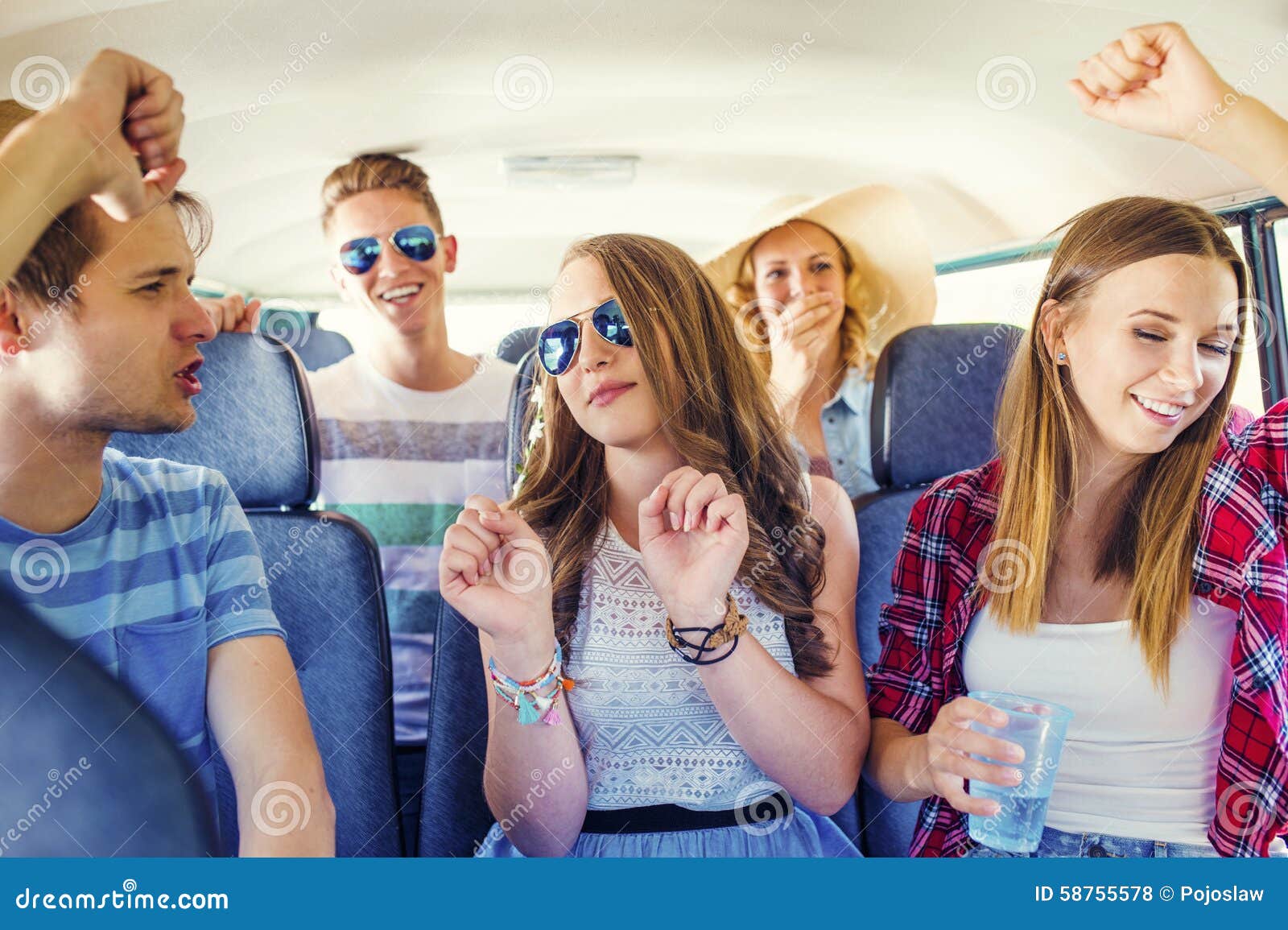 Beautiful Young People a on Road Trip Stock Photo - Image of caravan ...