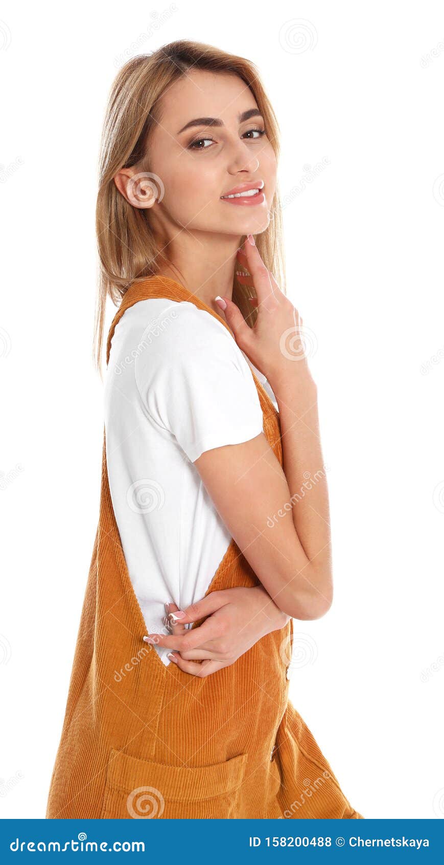 Beautiful Young Posing on White Background Stock Photo - Image of model ...