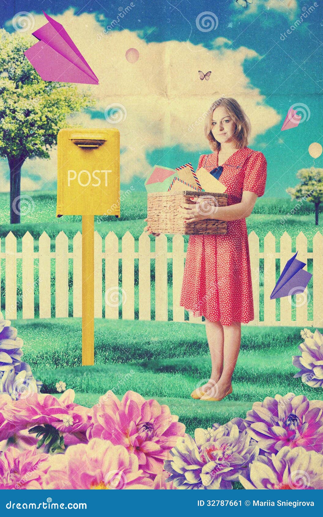 Beautiful Young Postwoman, Retro Stock Image - Image of post, beautiful ...