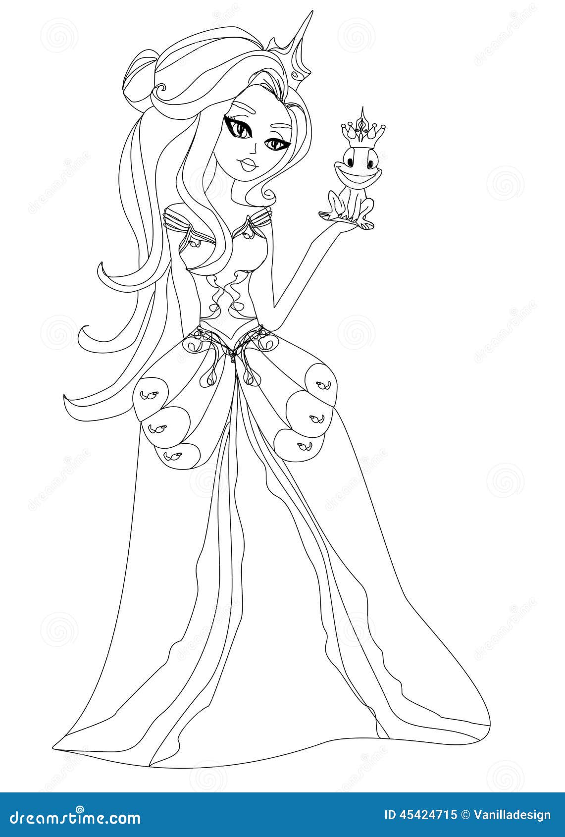 Princess Holding Red Apple Vector Cartoon Illustration Royalty-Free ...