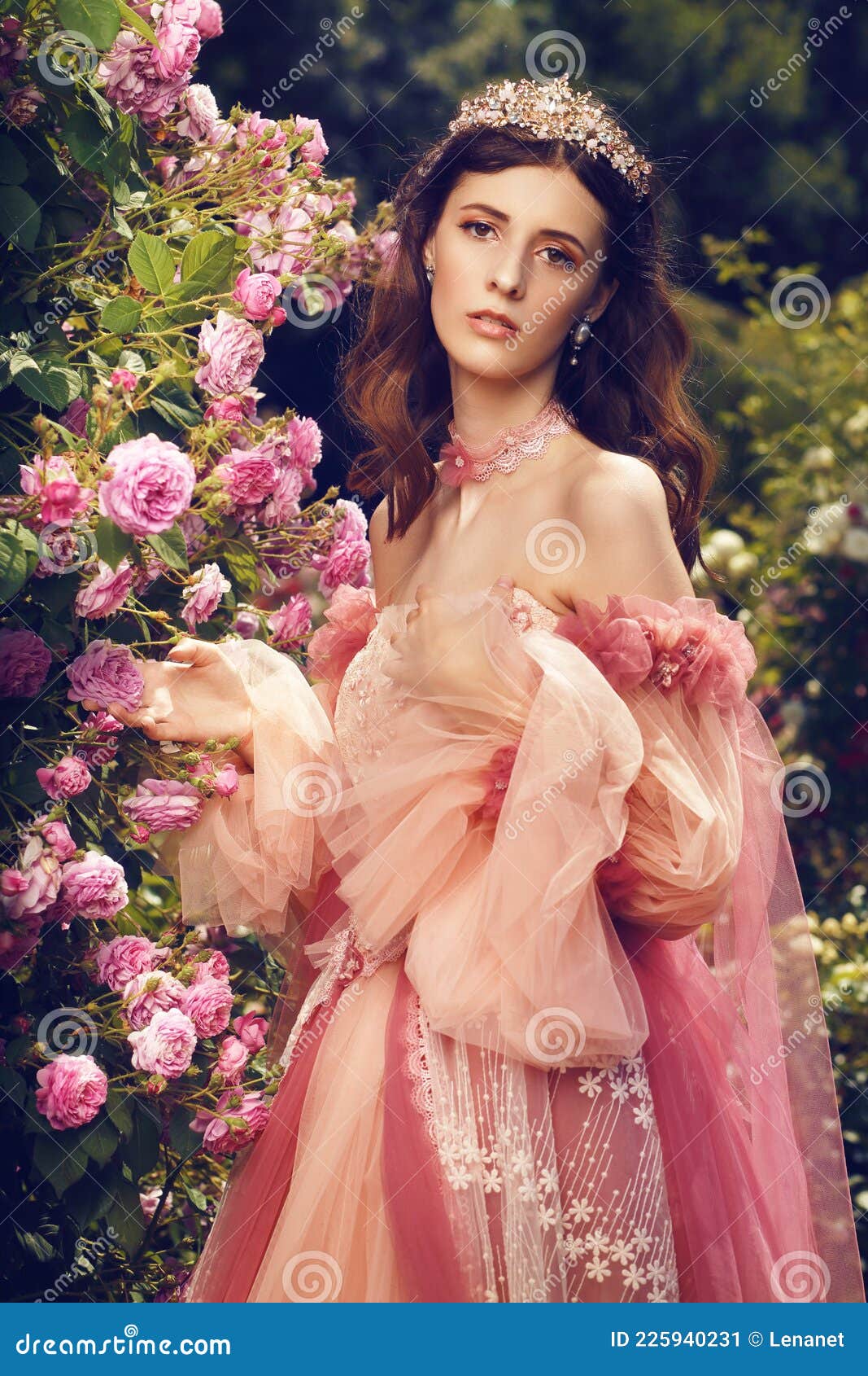 Princess in a Magic Rose Garden Stock Image - Image of innocent, bloom ...