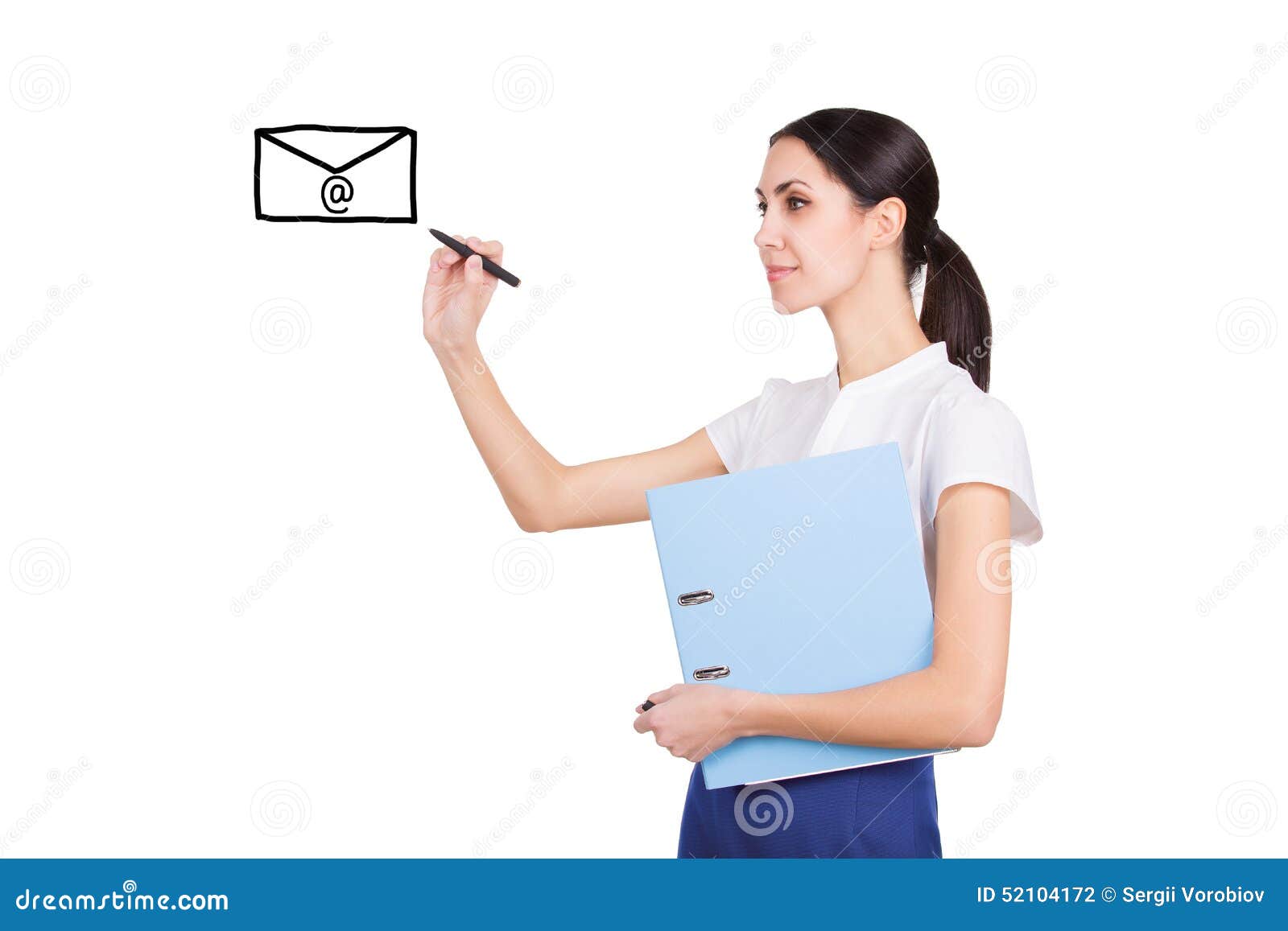 Beautiful Young Secretary Writing a Message Stock Photo - Image of ...