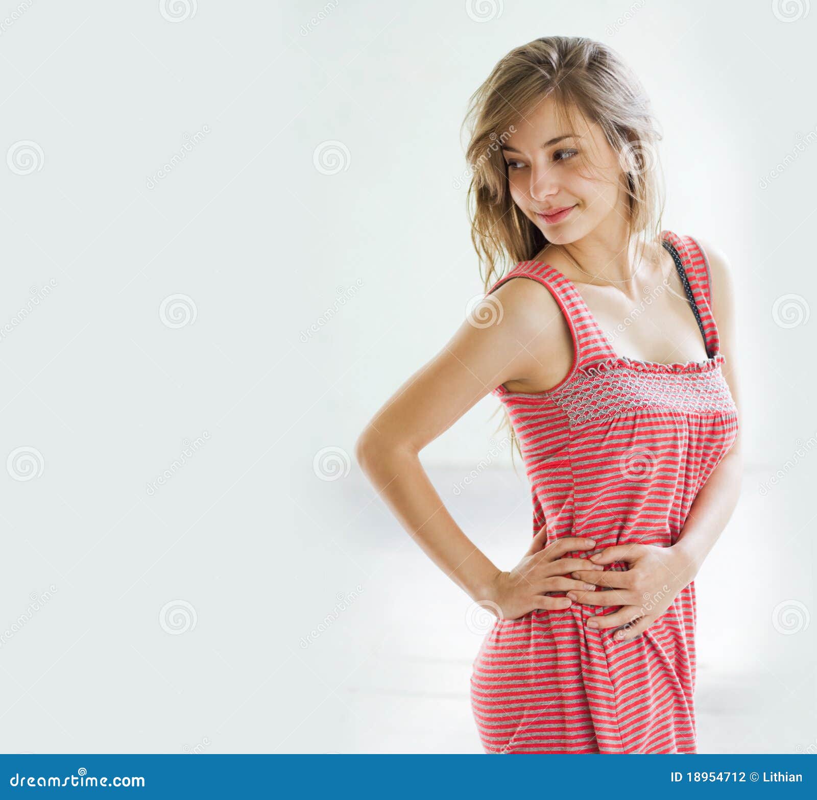 Beautiful Young Slender Brunette Girl Posing. Stock Photo - Image of ...