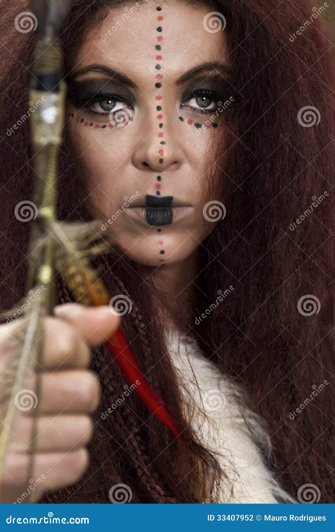 Beautiful Young Strong Hunter Warrior Woman Stock Photo - Image of ...