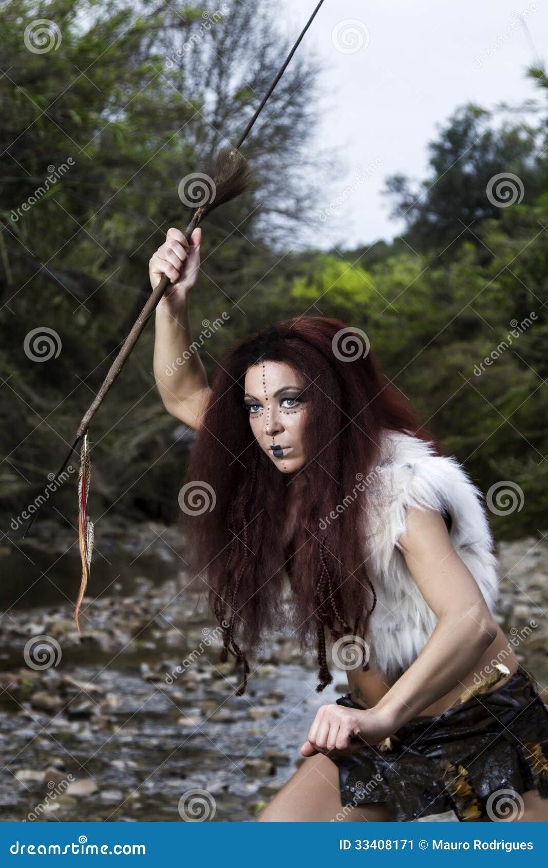 Beautiful Young Strong Hunter Warrior Woman Stock Image - Image of ...