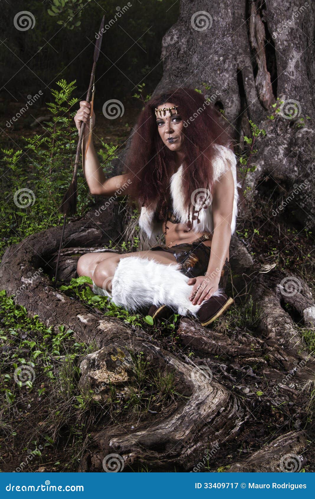 Beautiful Young Strong Hunter Warrior Woman Stock Image - Image of ...
