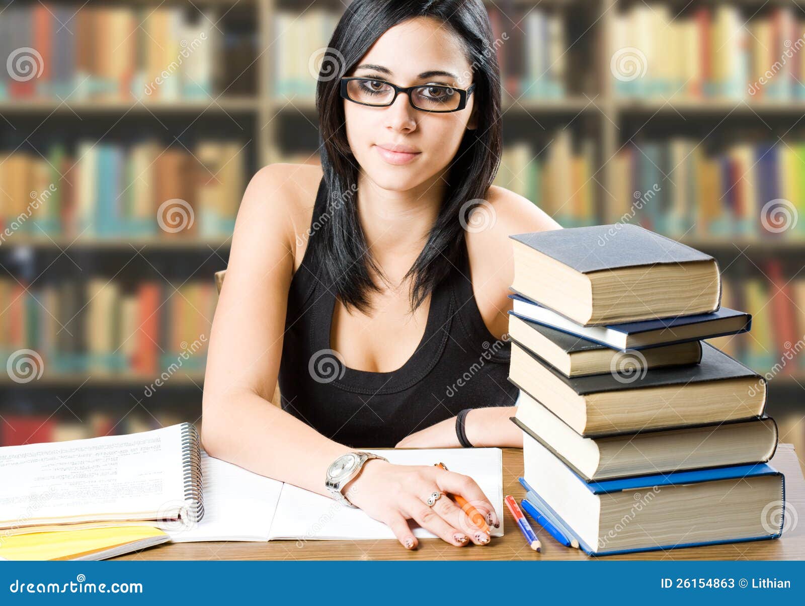 Beautiful young student. stock image. Image of brunette - 26154863