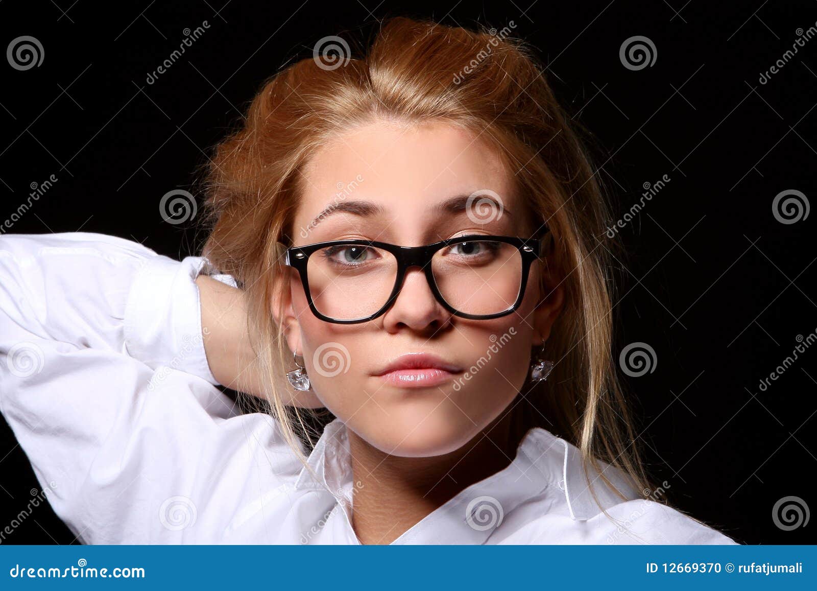 Beautiful Young Student Isolated on Black Stock Photo - Image of ...
