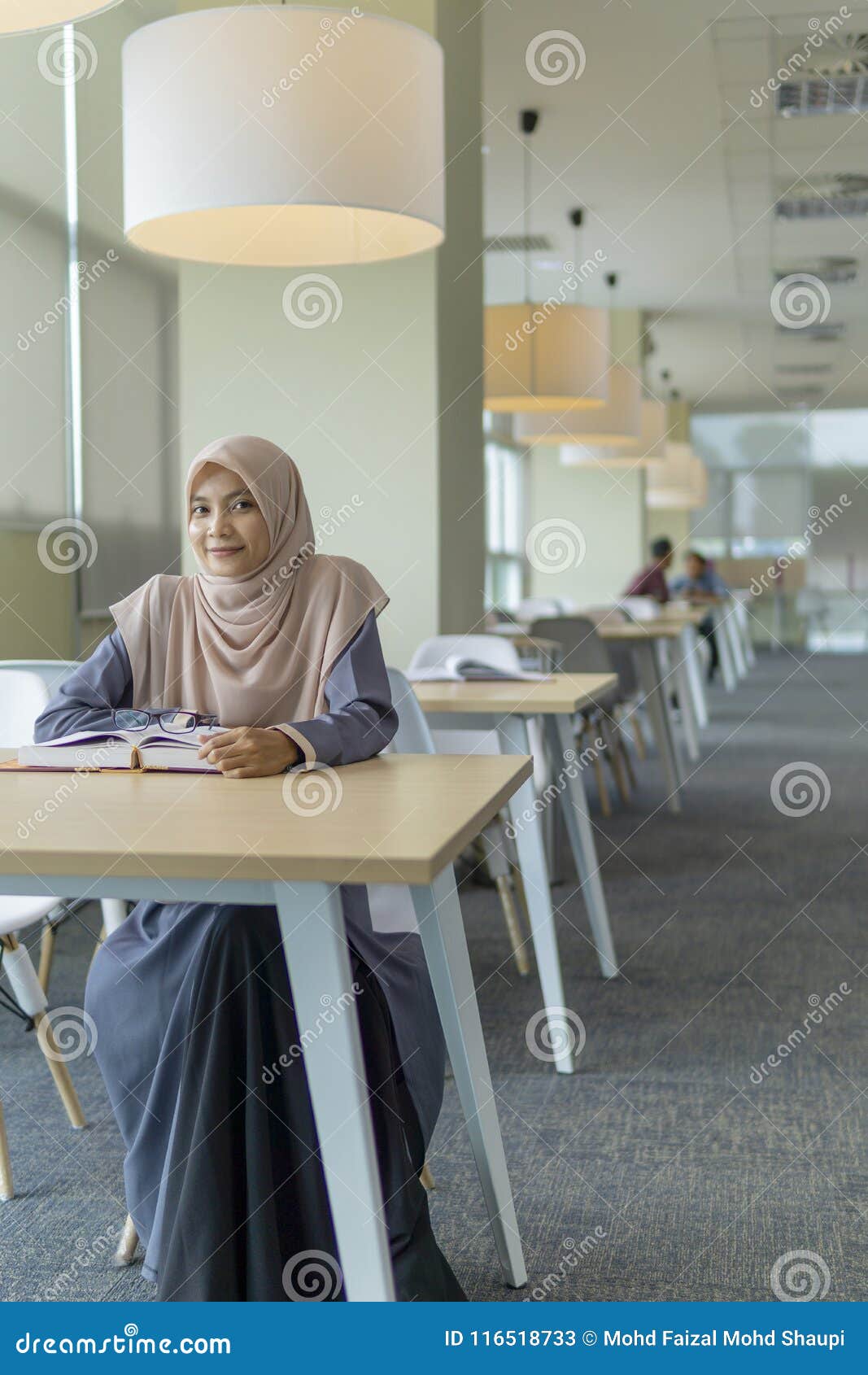 Beautiful Young Student in the Library Stock Image - Image of hijab ...