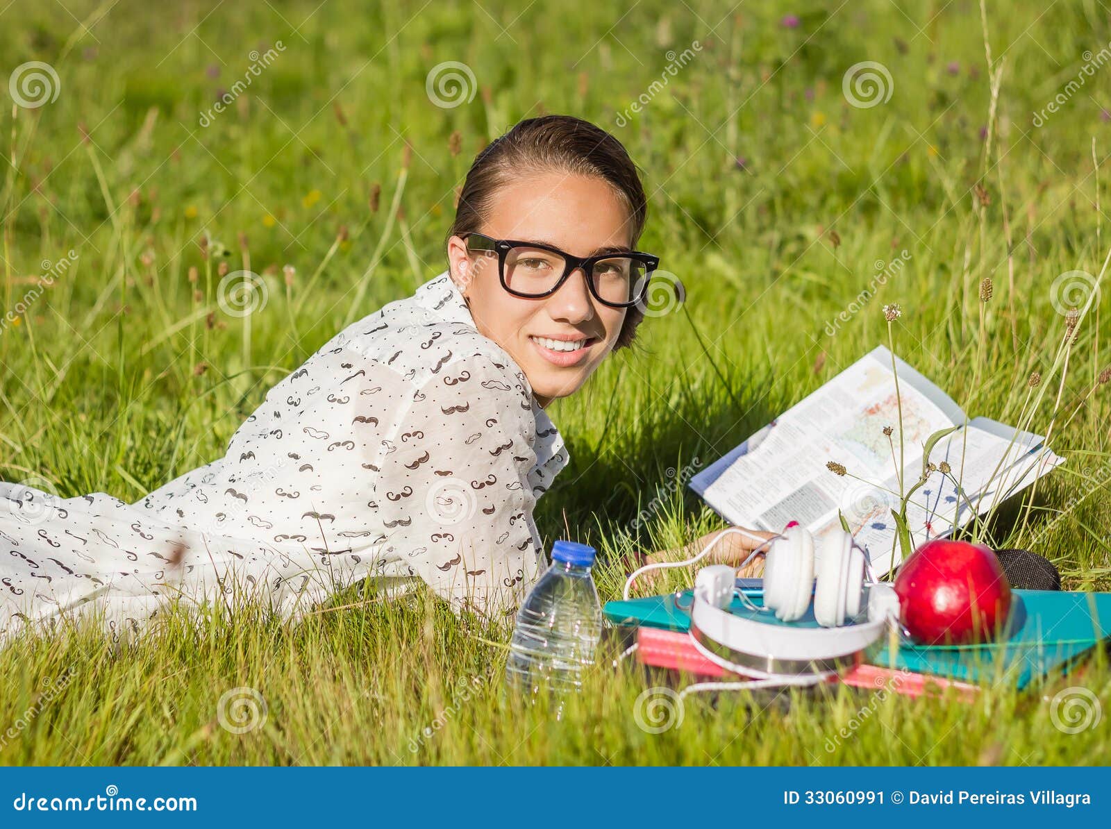 Beautiful Young Student Reading a Book in the Park Stock Image - Image ...