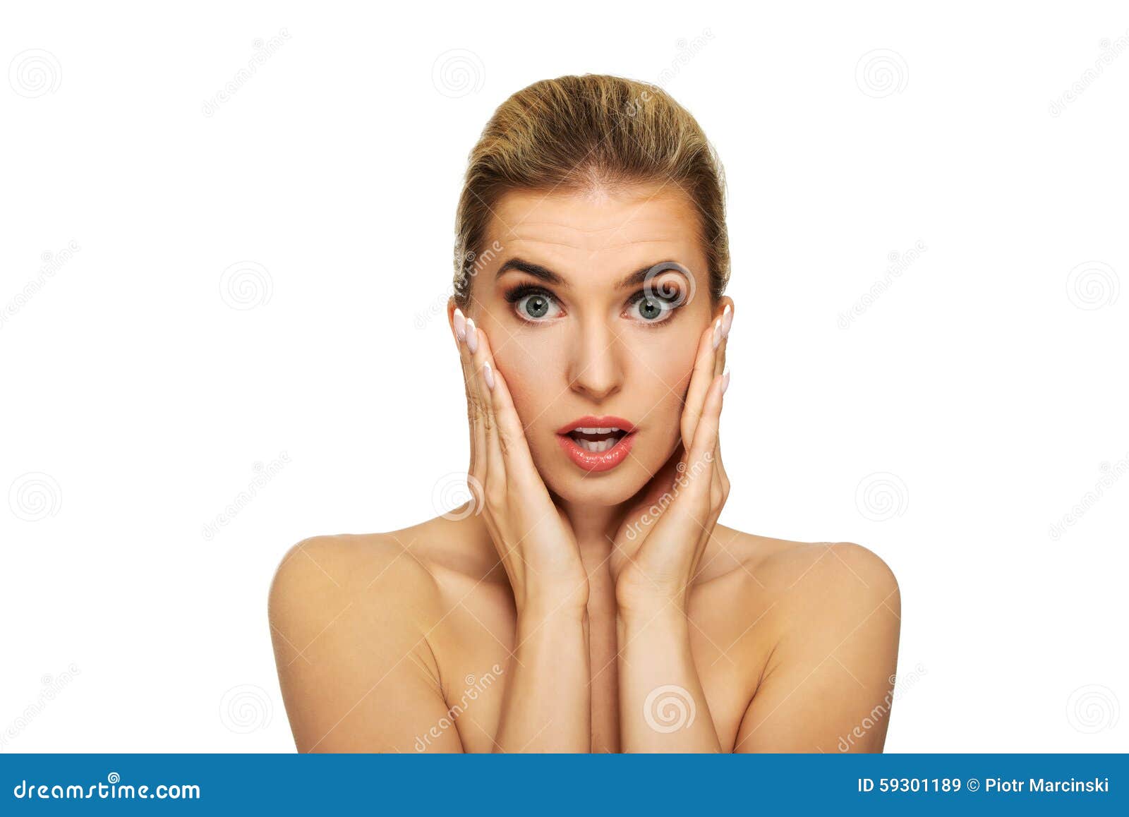 Beautiful Young Surprised Woman Stock Image - Image of hair, makeup ...
