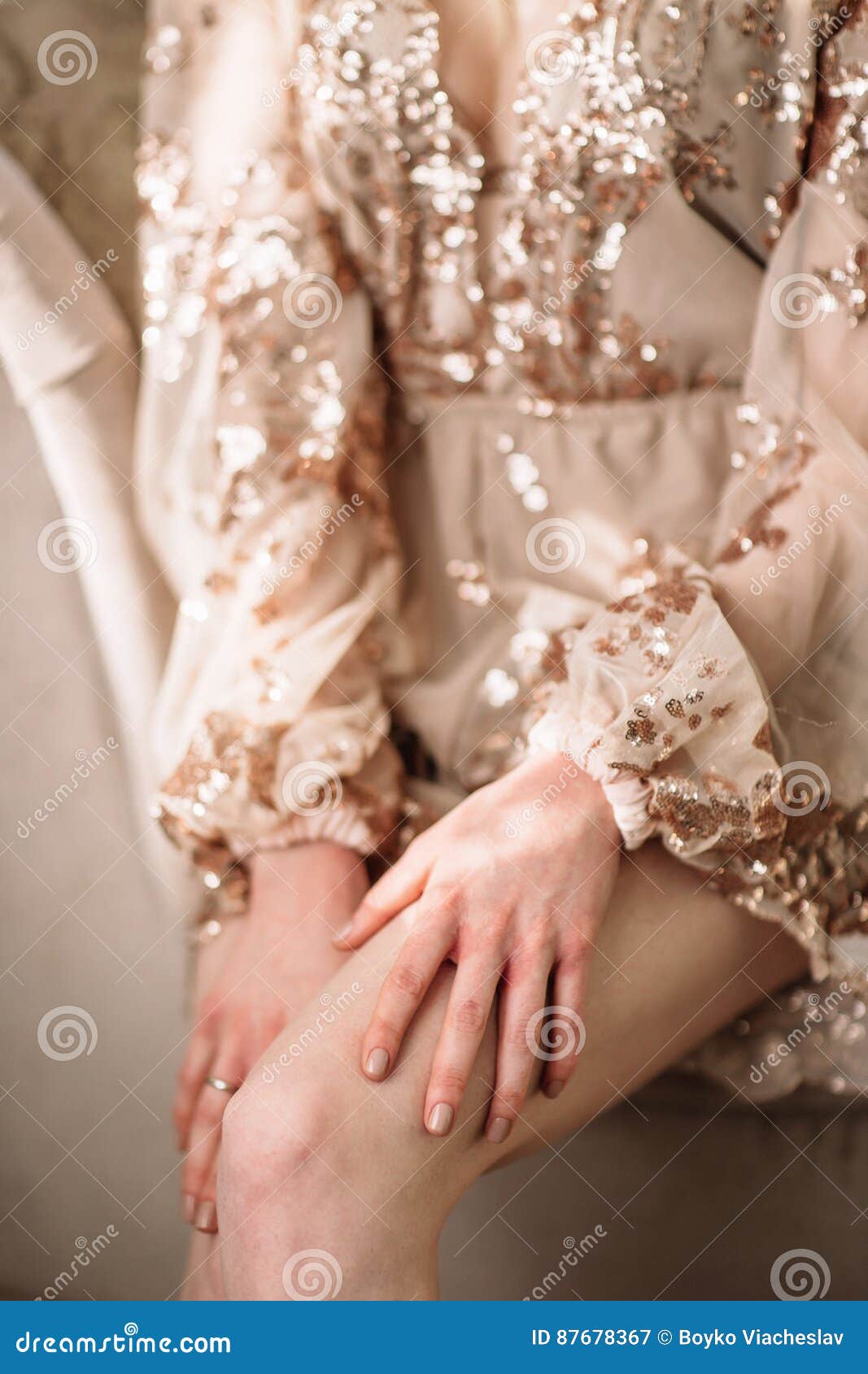 Beautiful Young Sweet Blonde Girl With A Wedding Bouquet In The Hands