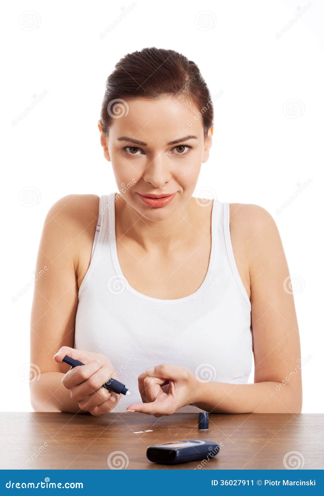 Beautiful Young Taking Sugar Blood Test. Stock Image - Image of ...