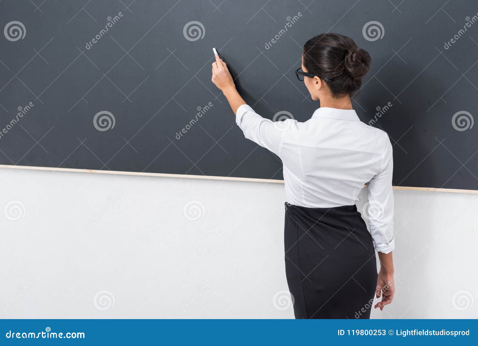 Beautiful Young Teacher Writing with Chalk Stock Image - Image of ...