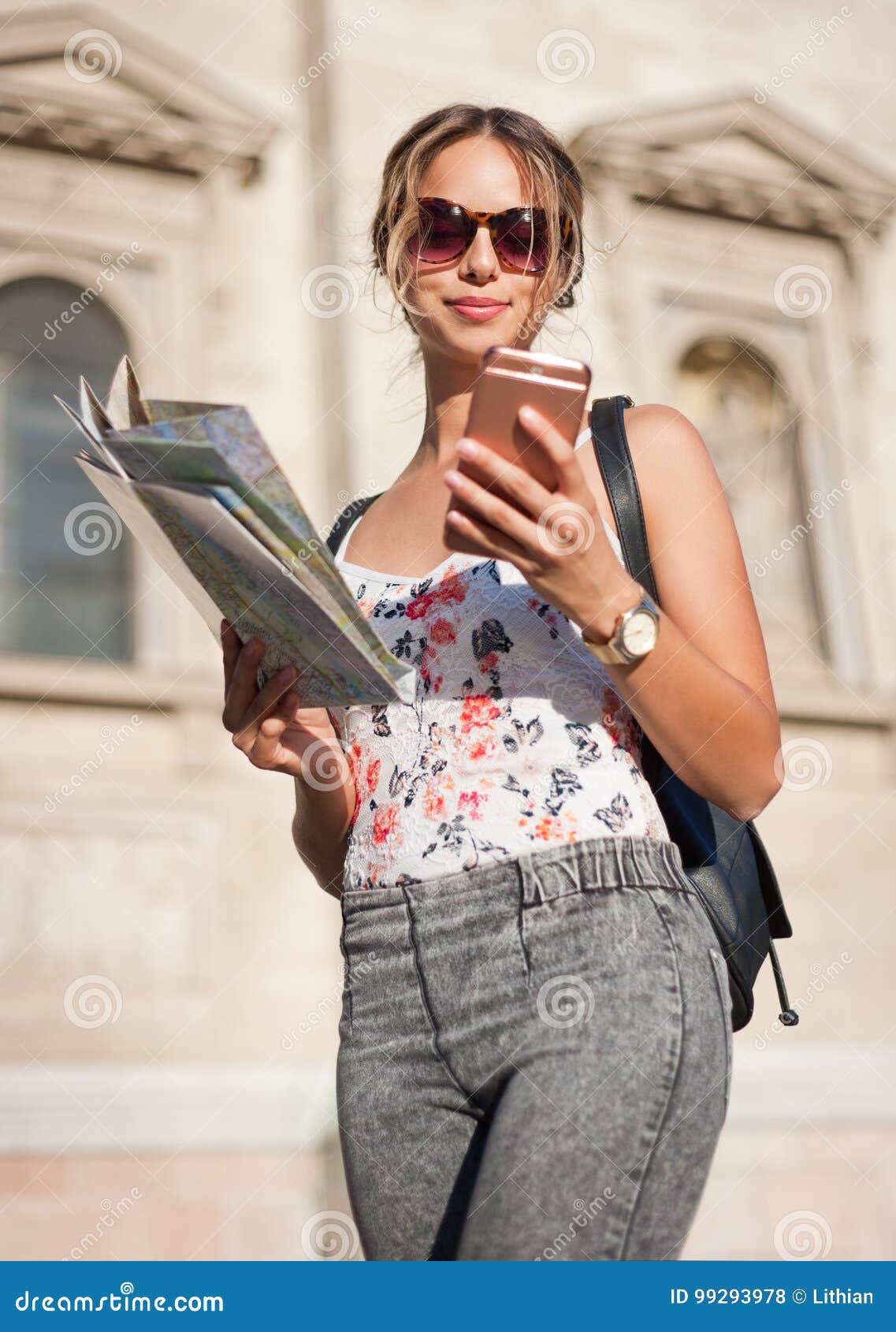 Beautiful Young Tourist Woman. Stock Photo - Image of female, choosing ... Beautiful Young Tourist Woman. Stock Photo - Image of female, choosing ...