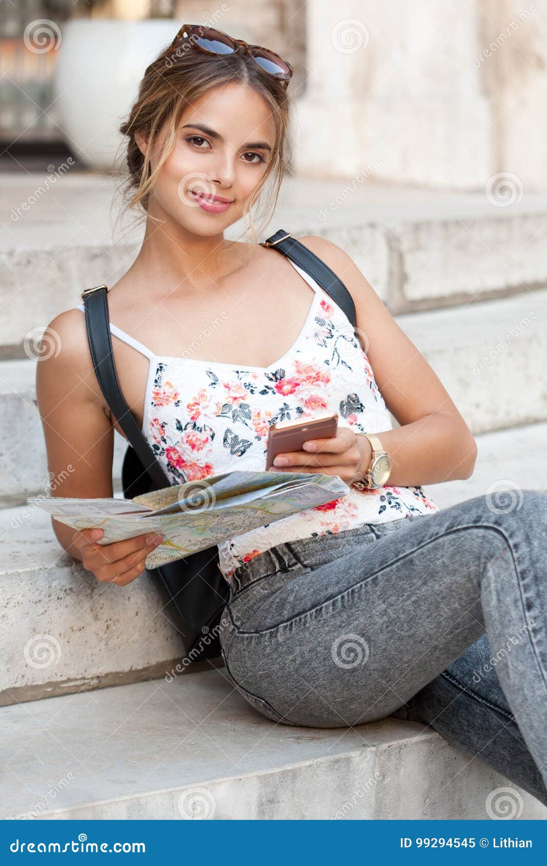 Beautiful Young Tourist Woman. Stock Image - Image of summer ... Beautiful Young Tourist Woman. Stock Image - Image of summer ...