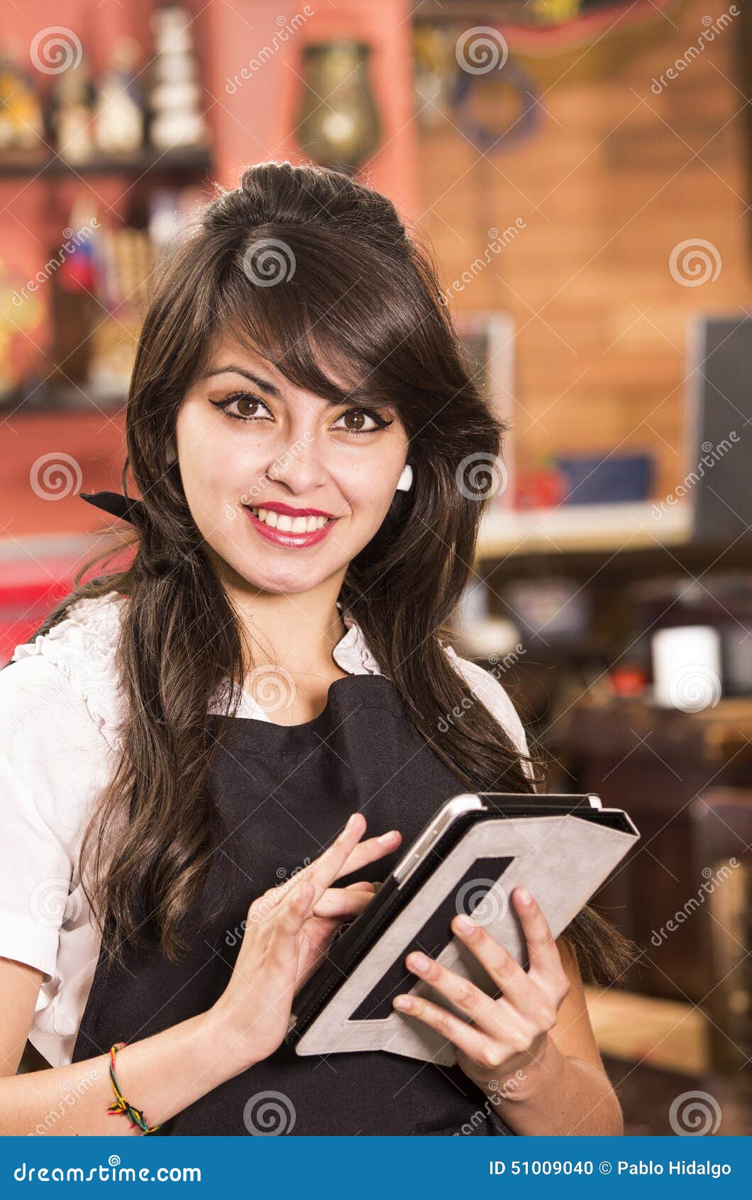 Beautiful Young Waitress Taking an Order Stock Photo - Image of person ...