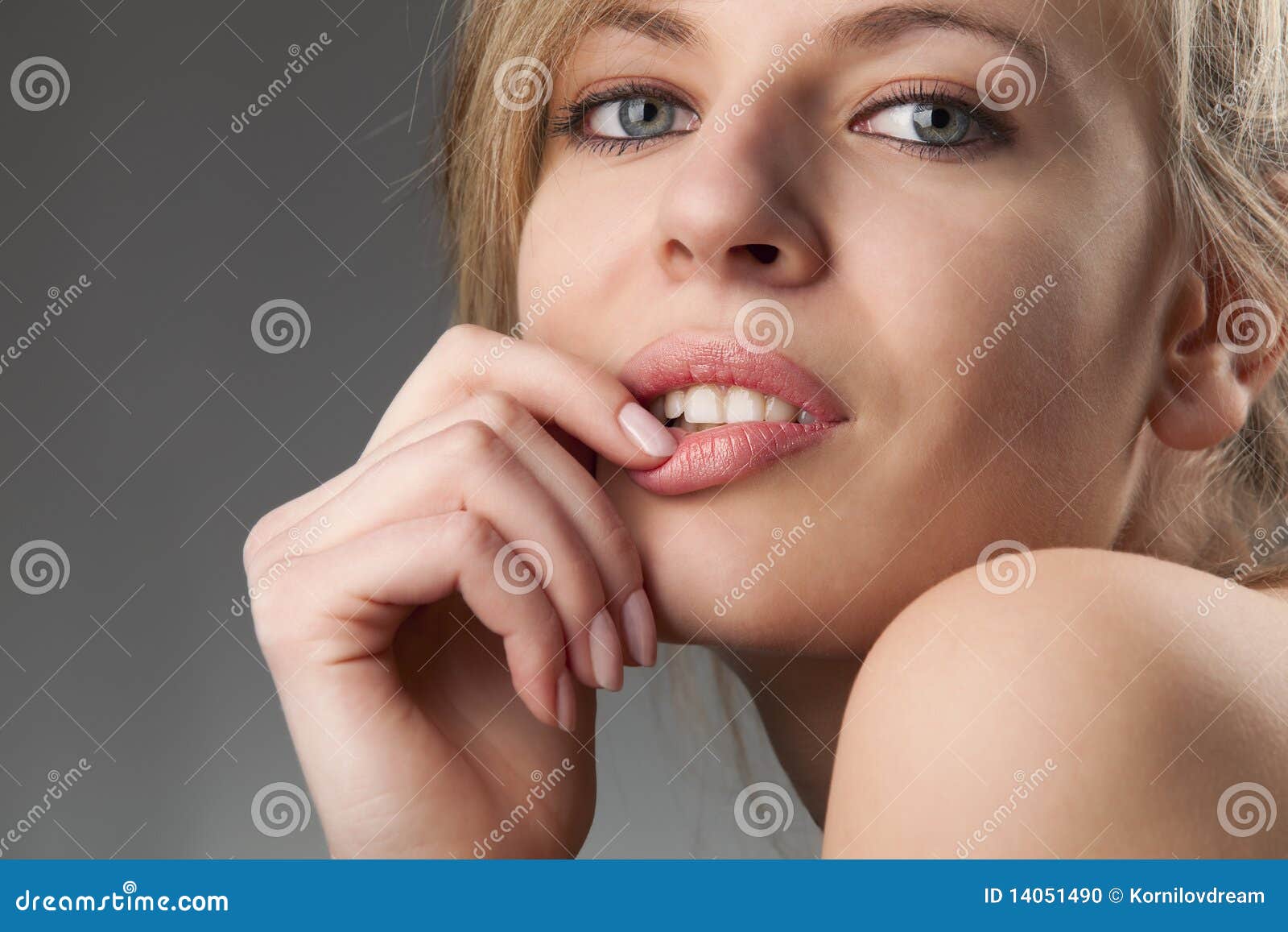Beautiful Young Woman with Alluring Glance Stock Photo - Image of ...