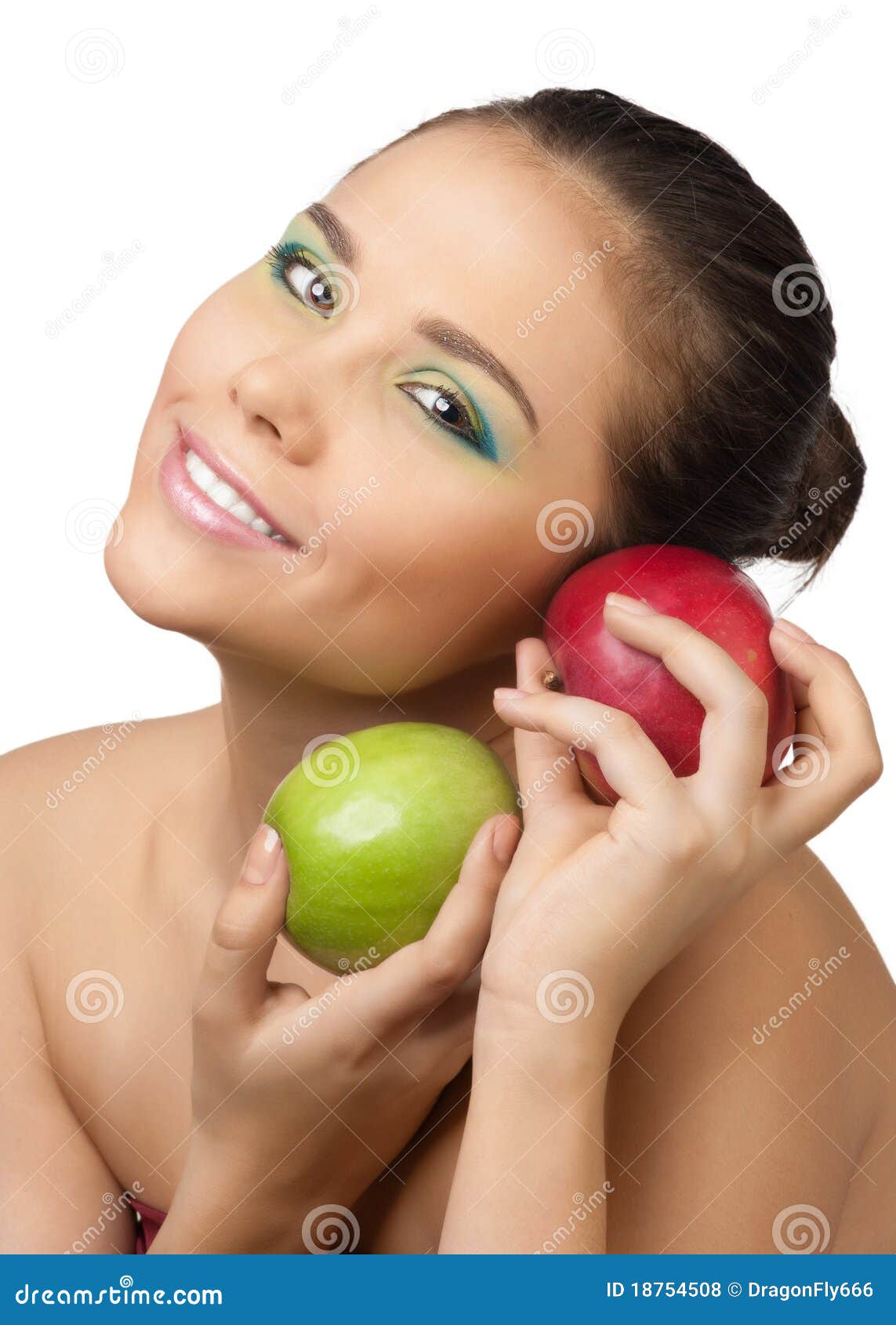 Beautiful Young Woman with Apples Stock Photo - Image of attractive ...