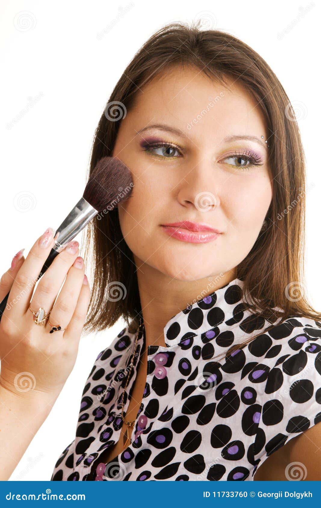 Beautiful Young Woman Applying Makeup Stock Photo - Image of eyelash ...