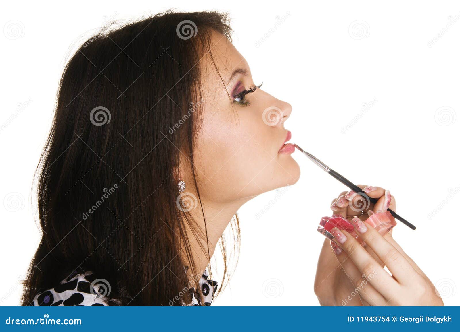Beautiful Young Woman Applying Makeup Stock Photo - Image of glamorous ...