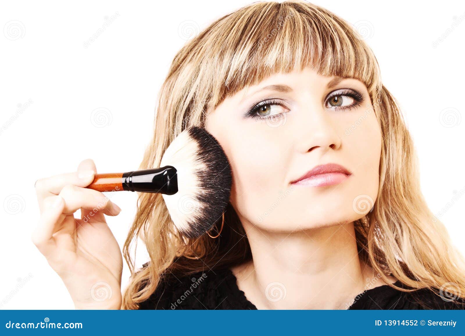 Beautiful Young Woman Applying Makeup Stock Photo - Image of mouth ...