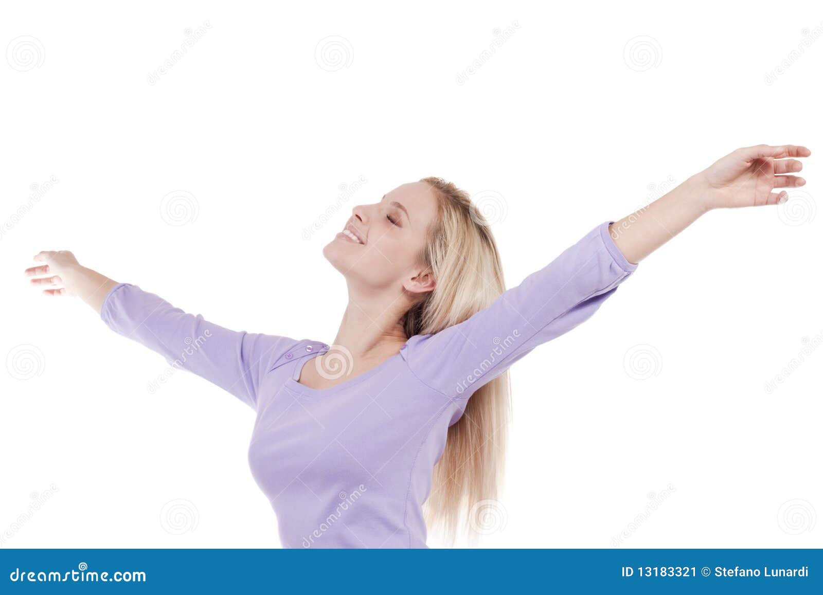 Beautiful Young Woman with Arms Raised Stock Image - Image of arms ...
